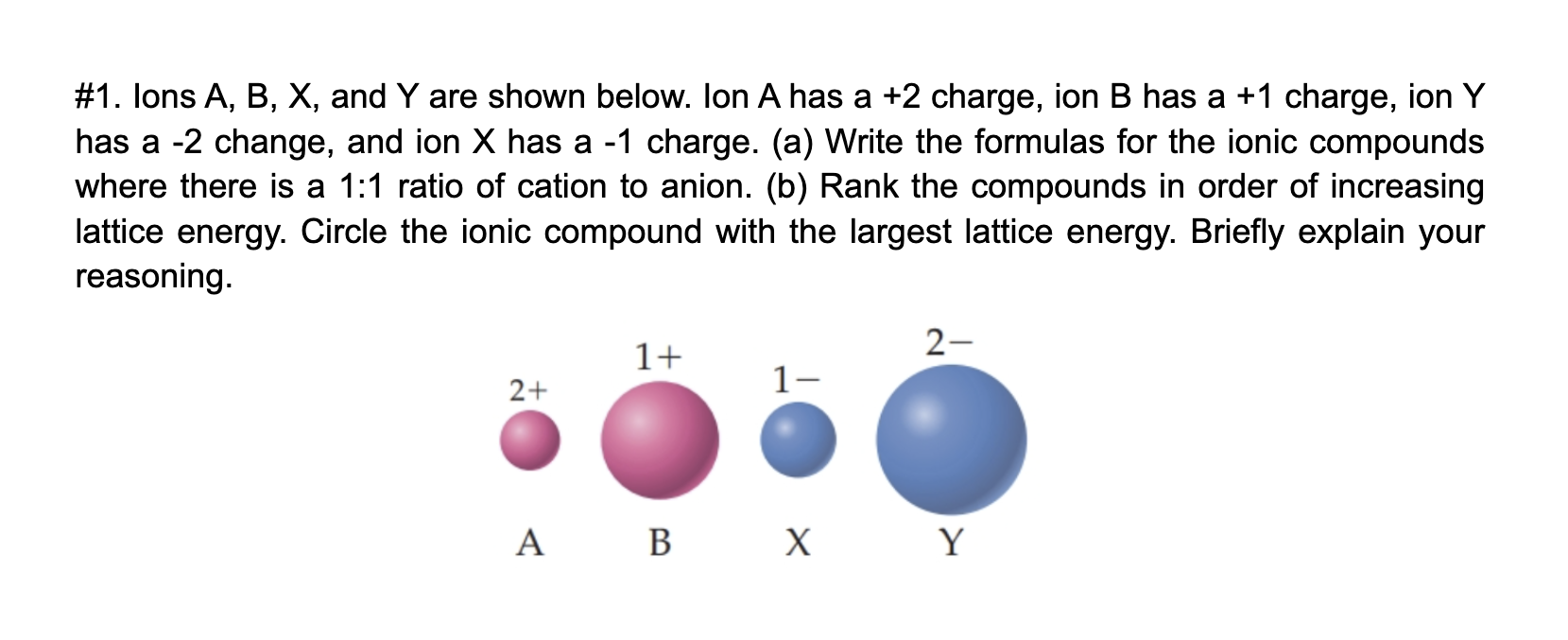 Solved #1. ﻿lons A,B,x, ﻿and Y ﻿are shown below. Ion A has | Chegg.com