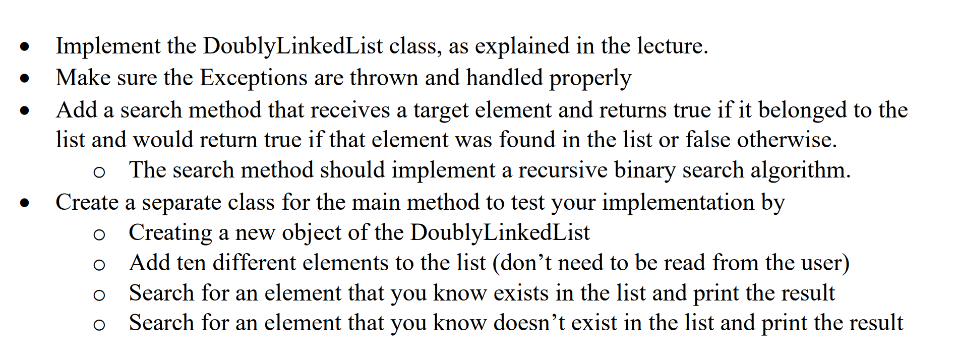 Solved O Implement the DoublyLinkedList class, as explained | Chegg.com