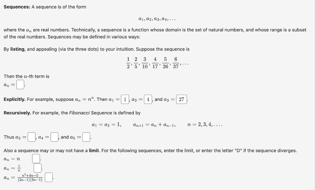 Solved Sequences: A sequence is of the form a1,a2,a3,a4,… | Chegg.com