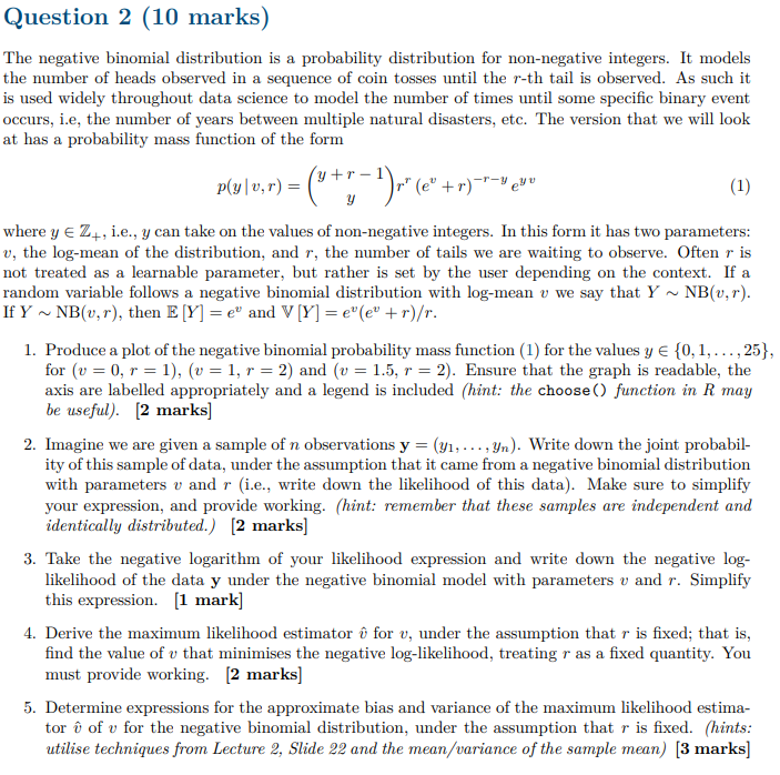 Solved The negative binomial distribution is a probability | Chegg.com