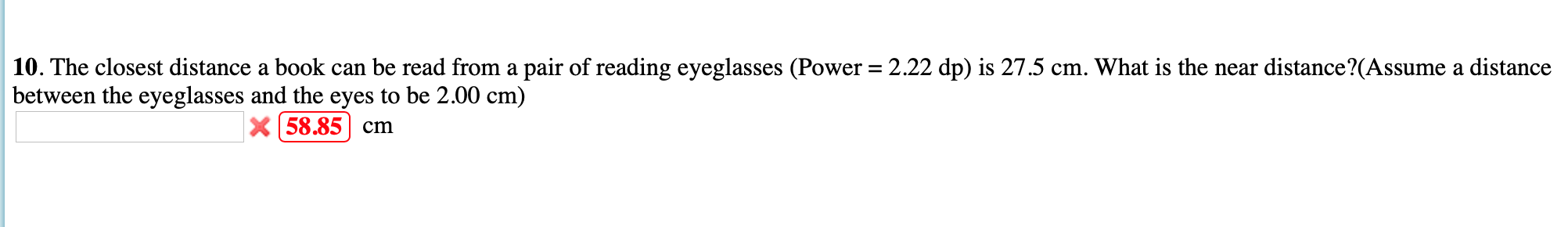 Solved 10. The closest distance a book can be read from a | Chegg.com
