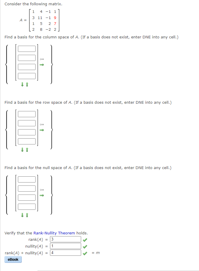 Solved Consider the following matrix. | Chegg.com