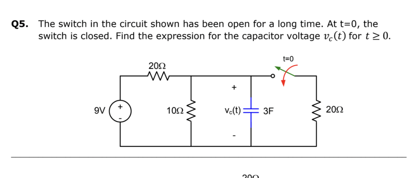 Solved Q5. ﻿The switch in the circuit shown has been open | Chegg.com