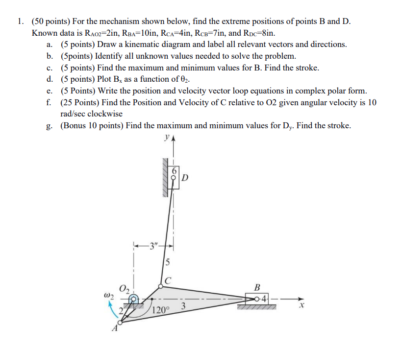 Solved (50 points) For the mechanism shown below, find the | Chegg.com