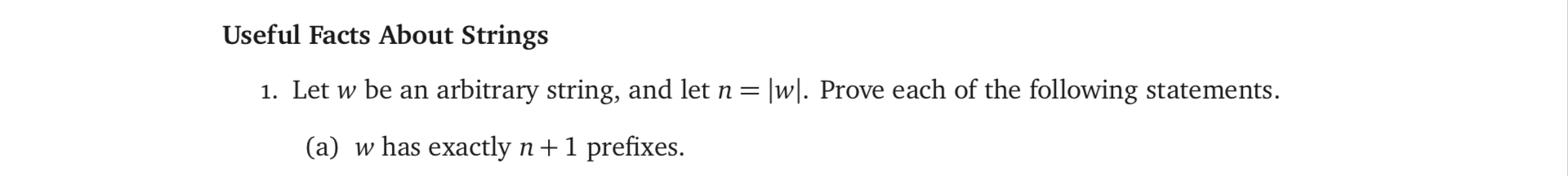 Solved Useful Facts About Strings 1. Let w be an arbitrary | Chegg.com
