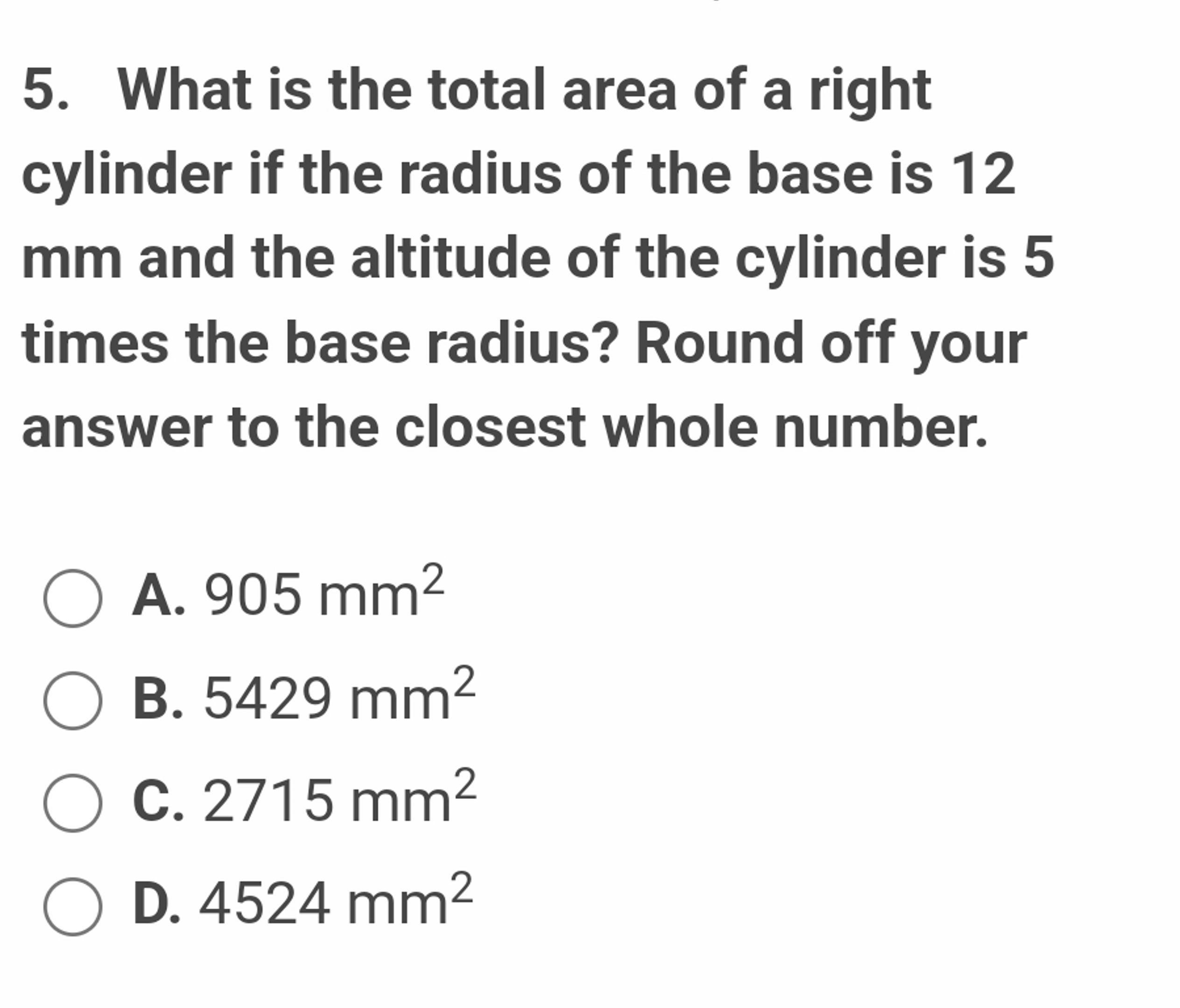 Solved What is the total area of a rightcylinder if the | Chegg.com