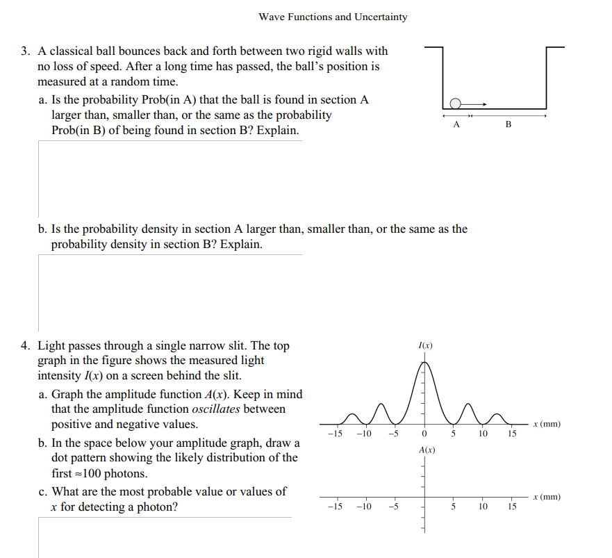 Solved Wave Functions and Uncertainty 3. A classical ball | Chegg.com