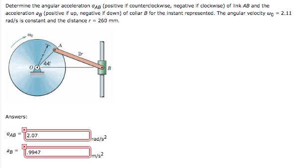 Solved Determine the angular acceleration aAB (positive if | Chegg.com