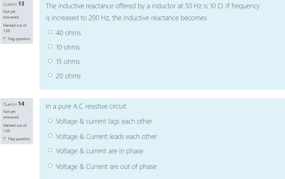 Solved The Inductive Reactance Offered By A Inductor At 50