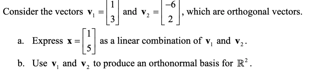 Solved Consider the vectors \\( | Chegg.com
