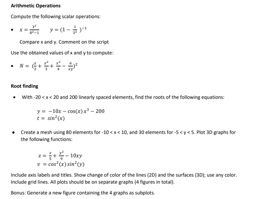 Solved Arithmetic Operations Compute the following scalar | Chegg.com
