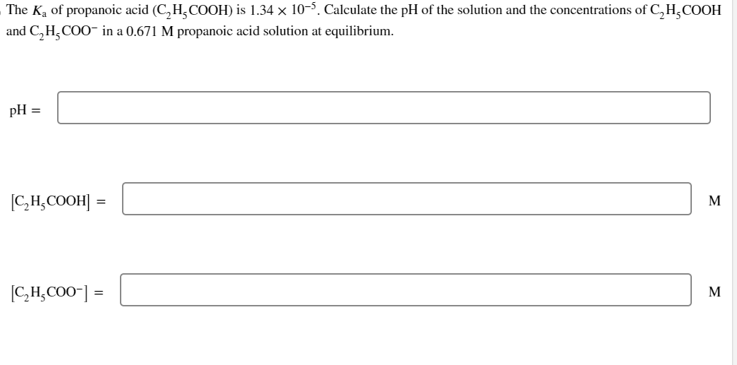 Solved The Ka of propanoic acid (C2H5COOH) is 1.34×10−5. | Chegg.com