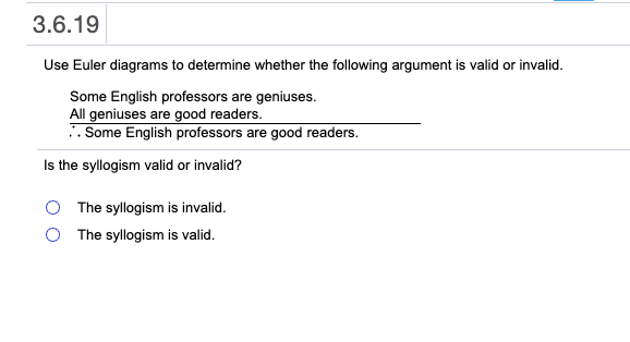 Solved 3.6.15 Use an Euler diagram to determine whether the | Chegg.com