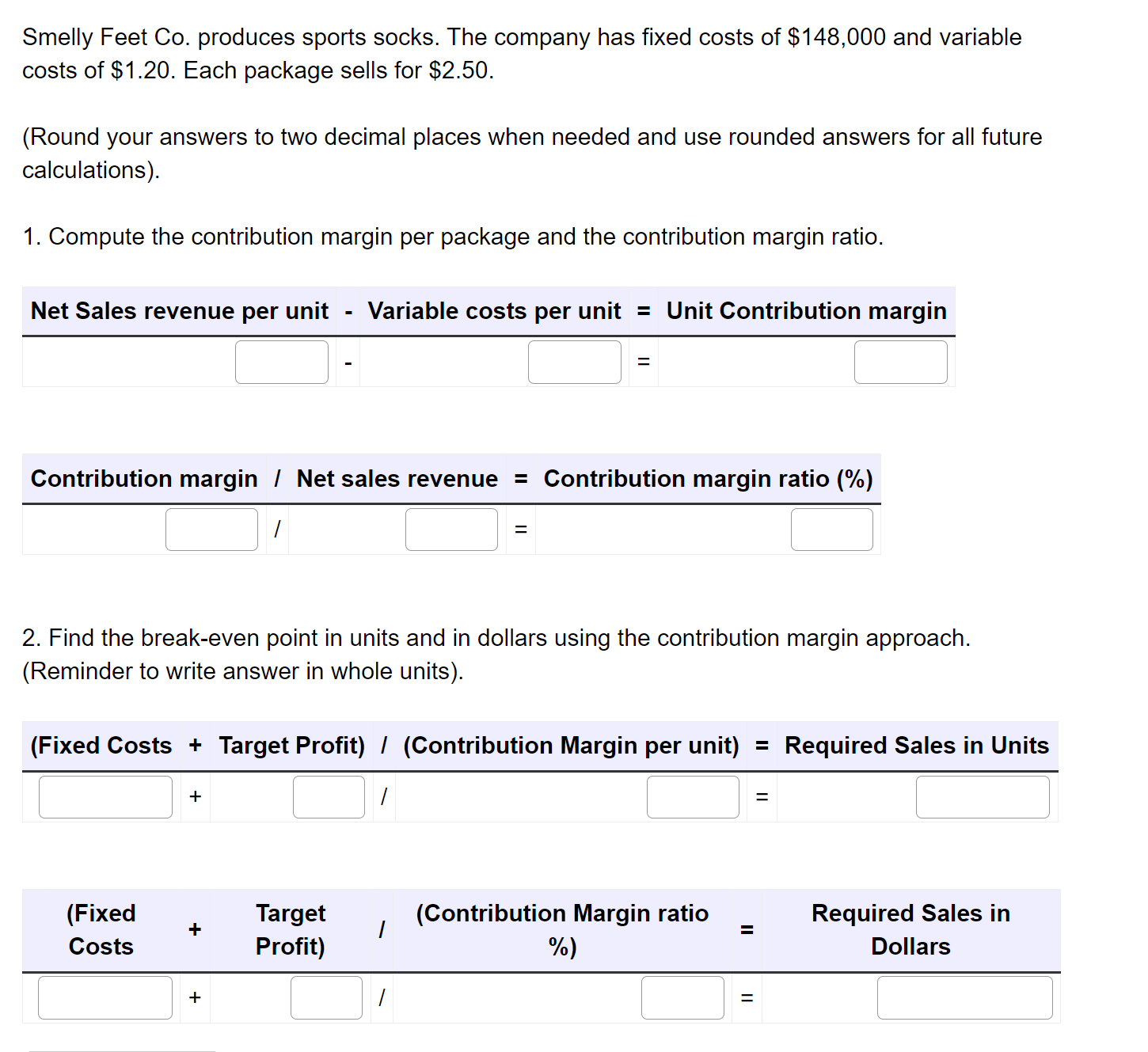 Solved Smelly Feet Co. produces sports socks. The company | Chegg.com