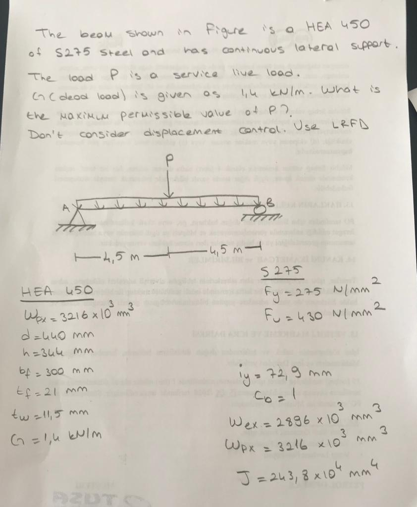 Solved The been shown 5275 steel and in Figure is a HEA 450 | Chegg.com