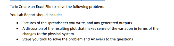 Task: Create an Excel File to solve the following | Chegg.com
