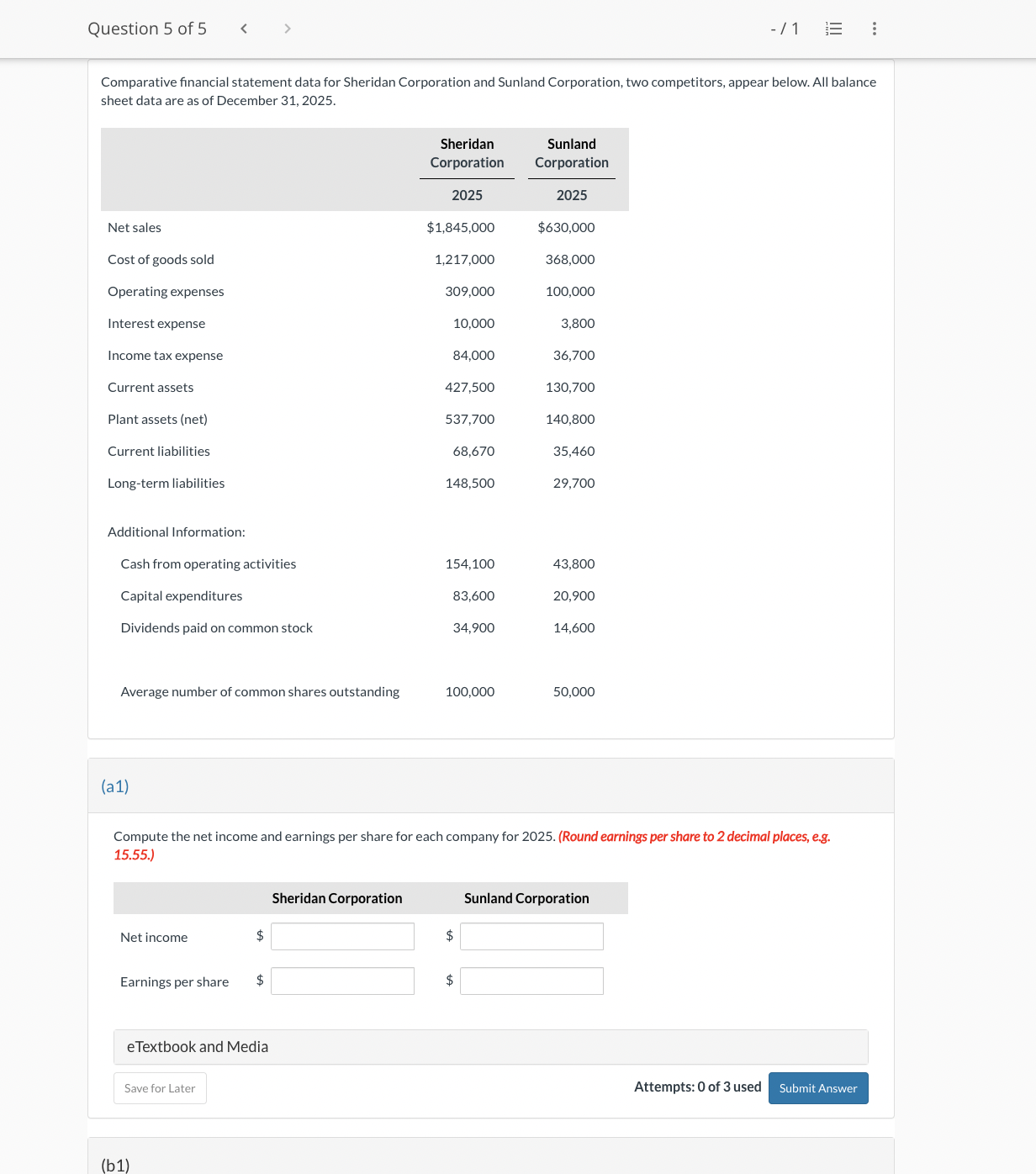 Solved can you compute net income and earnings for each | Chegg.com