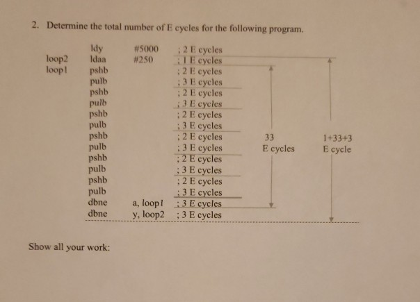 Solved 2. Determine the total number of E cycles for the | Chegg.com