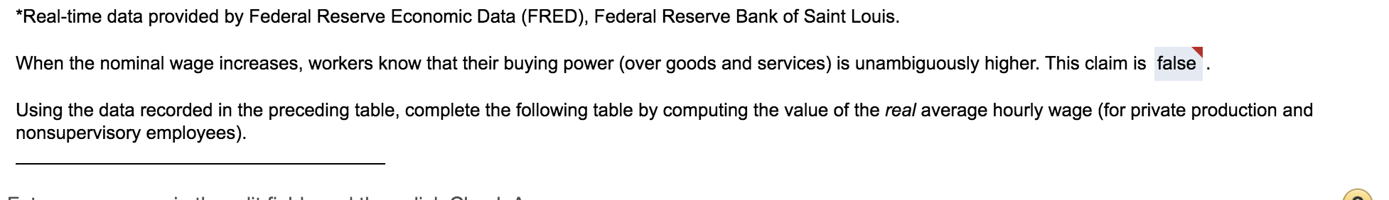 Solved The following table contains data from FRED* on the | Chegg.com