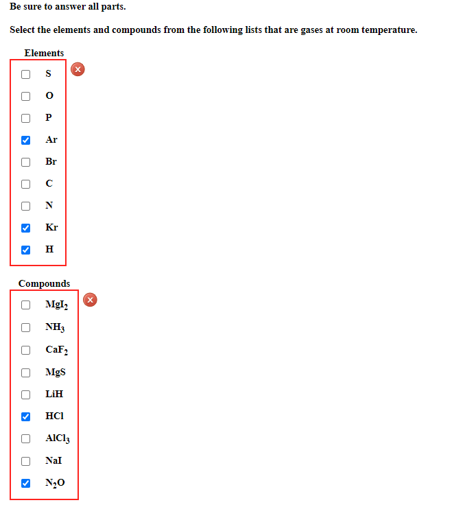Solved Be sure to answer all parts. Select the elements and | Chegg.com