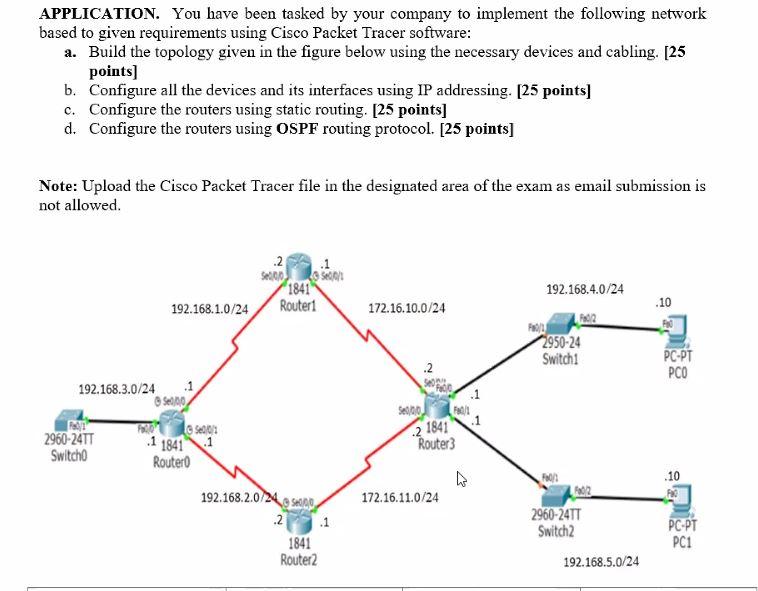Solved APPLICATION. You have been tasked by your company to | Chegg.com