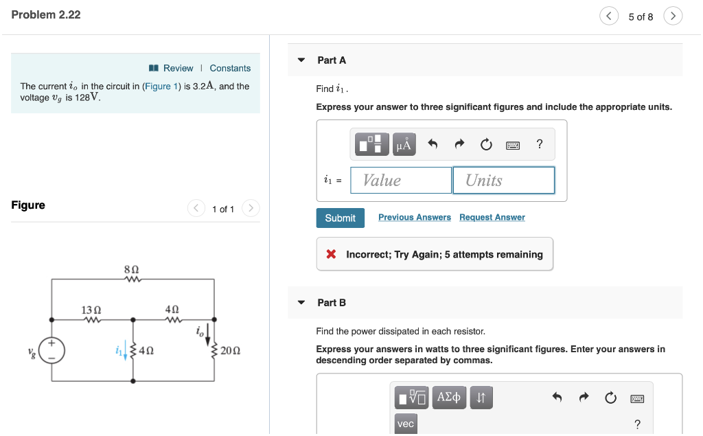 Solved The current i0 in the circuit in figure 1 is 3.2 A | Chegg.com