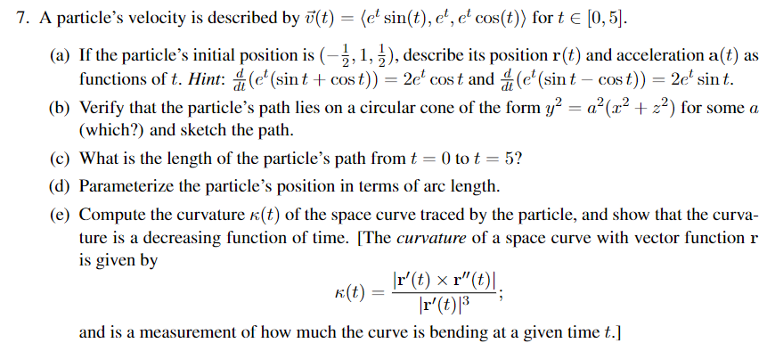Solved 7. A particle's velocity is described by | Chegg.com