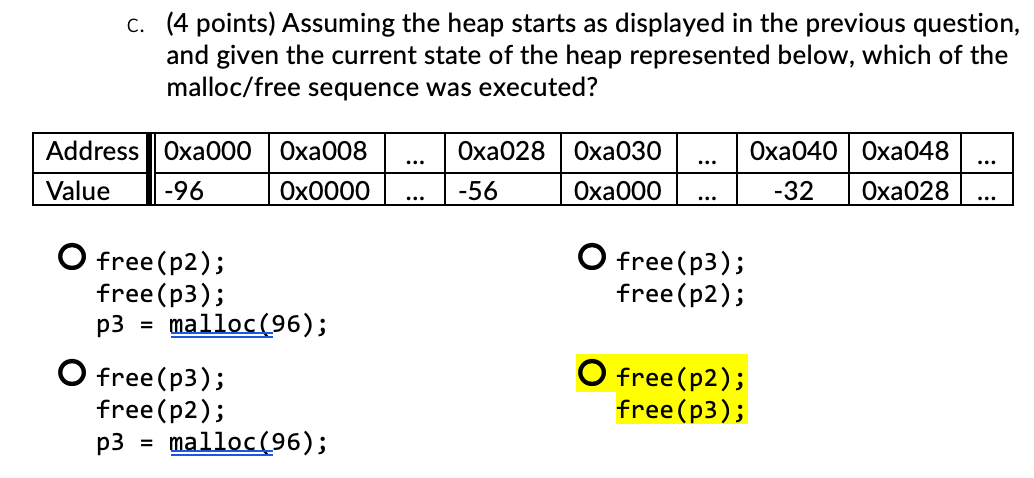Solved 8. (12 points) Consider an allocator implementation | Chegg.com