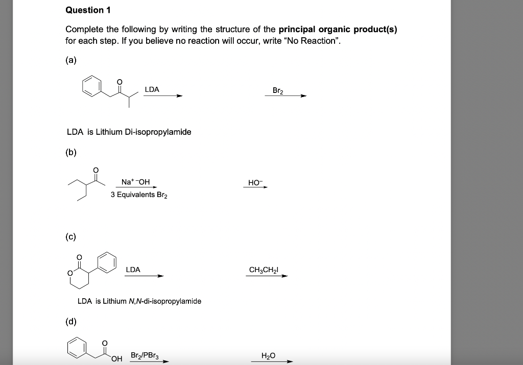 Solved Question 1 Complete the following by writing the | Chegg.com