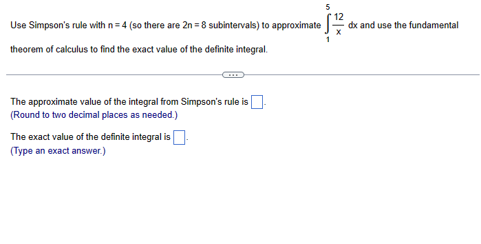 Solved Use Simpson's rule with n=4 (so there are 2n=8 | Chegg.com