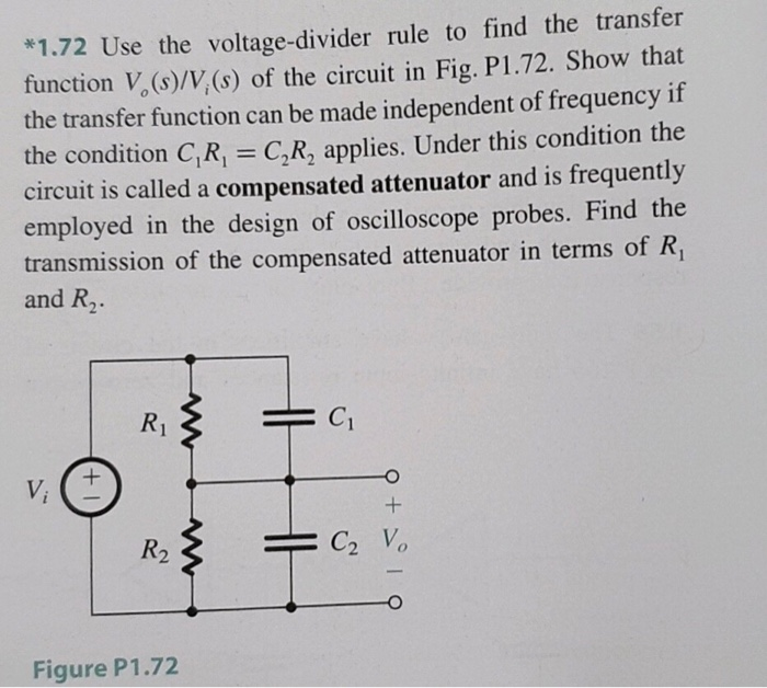 Solved *1.72 Use the voltage-divider rule to find the | Chegg.com