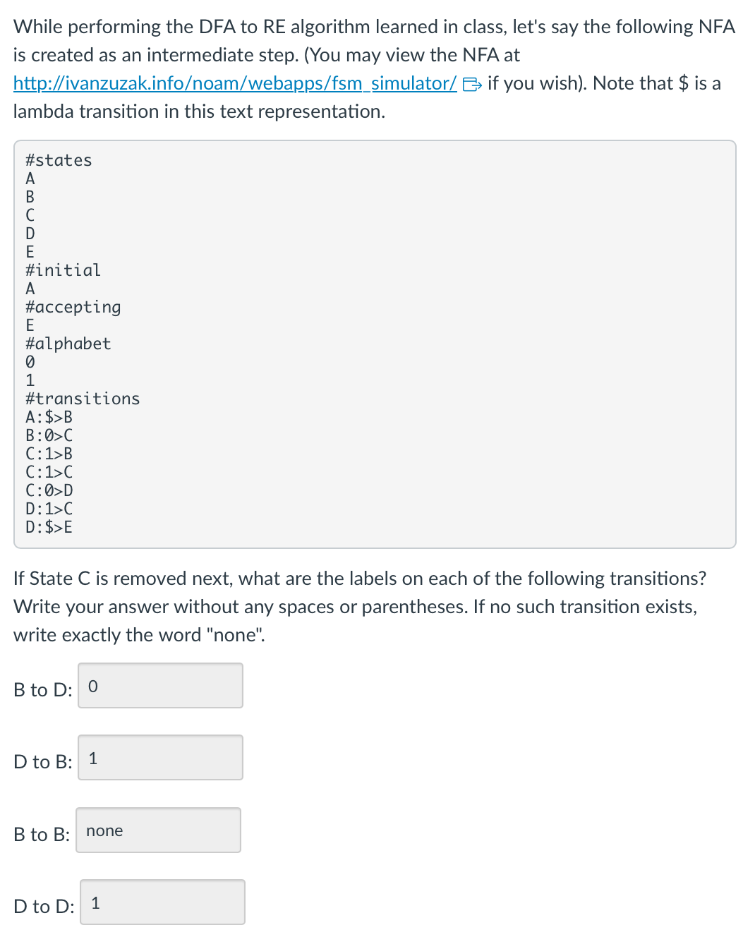 While performing the DFA to RE algorithm learned in | Chegg.com