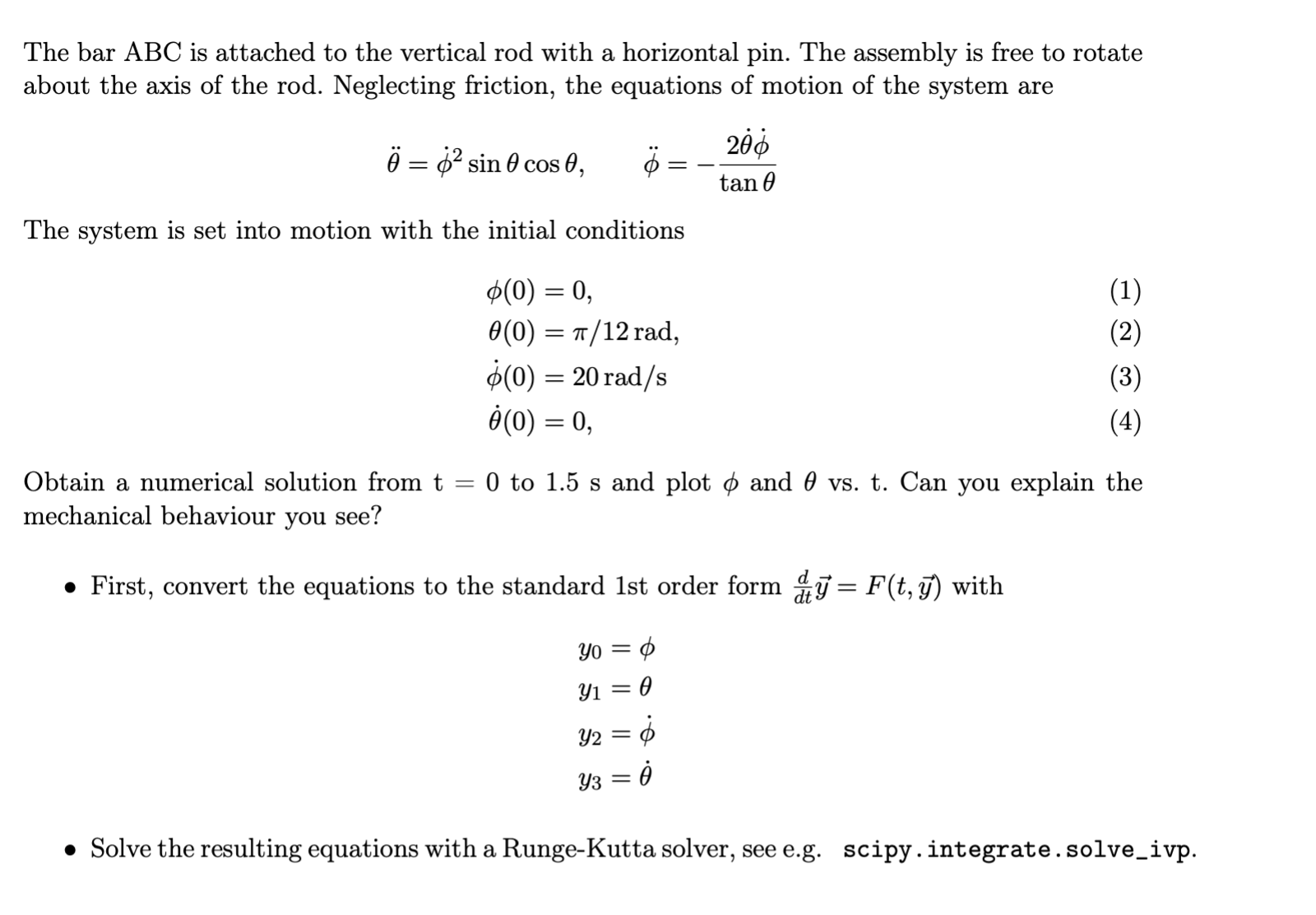 Solved The bar ABC is attached to the vertical rod with a | Chegg.com