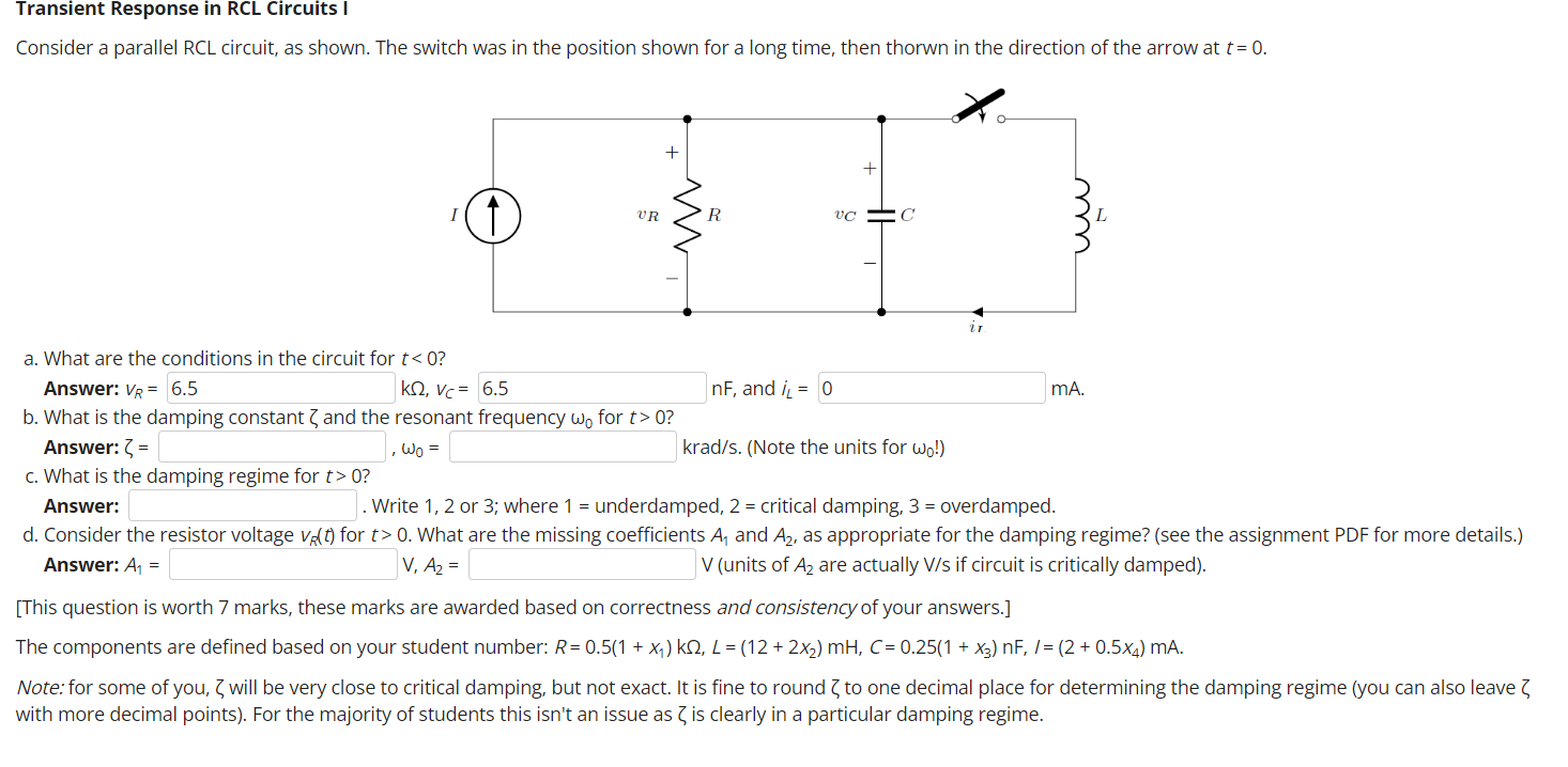 Solved R = 1 kohm L = 28 mH C = 2.5 nF I = 6.5 mA | Chegg.com