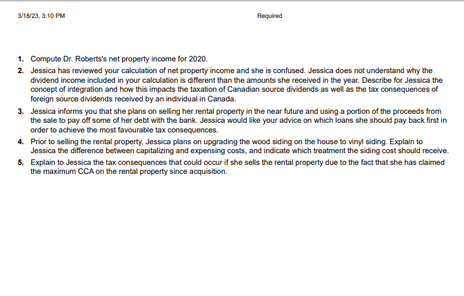 Dr. Jessica Roberts has hired your professional | Chegg.com