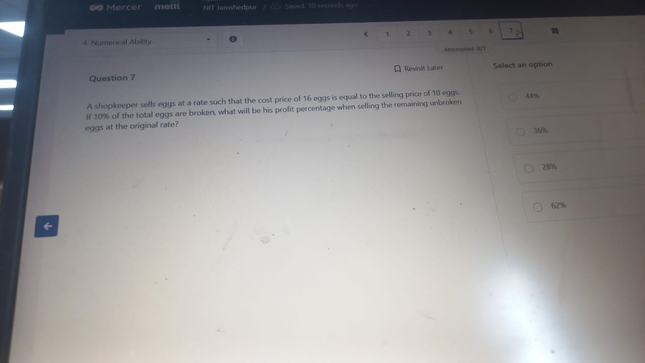 Question 7A shopkeeper sells eggs at a rate such that | Chegg.com