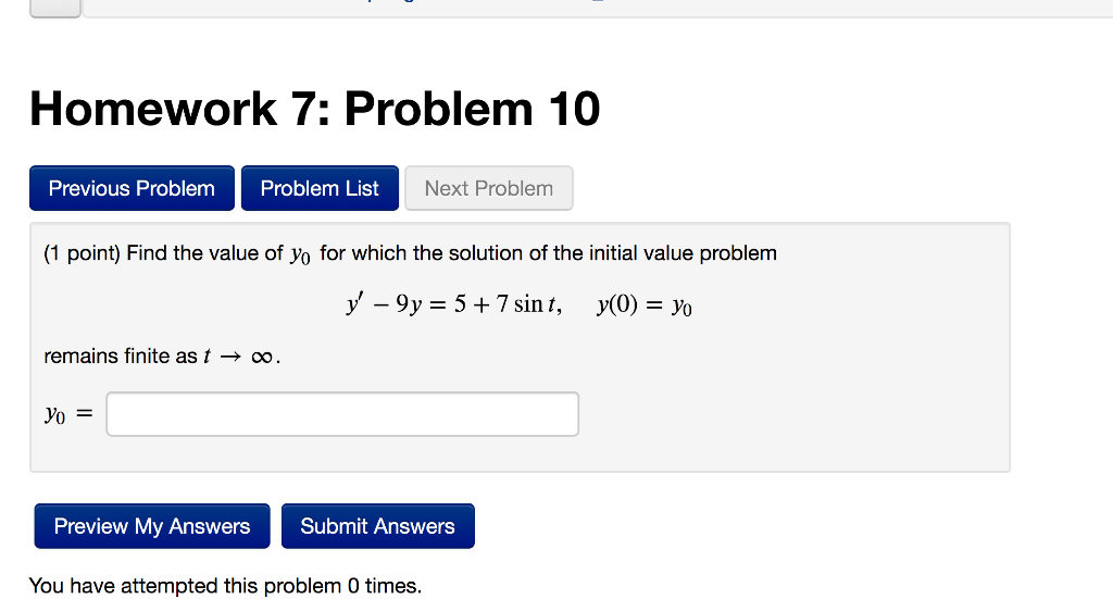 Solved Find the value of y0 for which the solution of the | Chegg.com