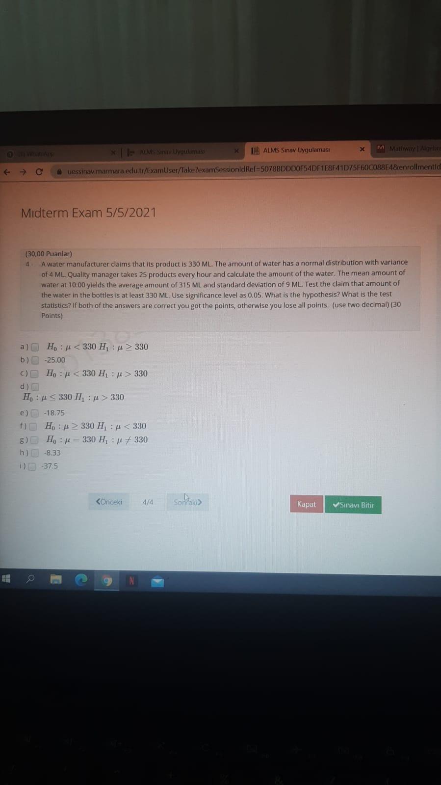 Solved x AMS Sv Uygulama ALMS Sinav Uygulaması M Mathway | Chegg.com