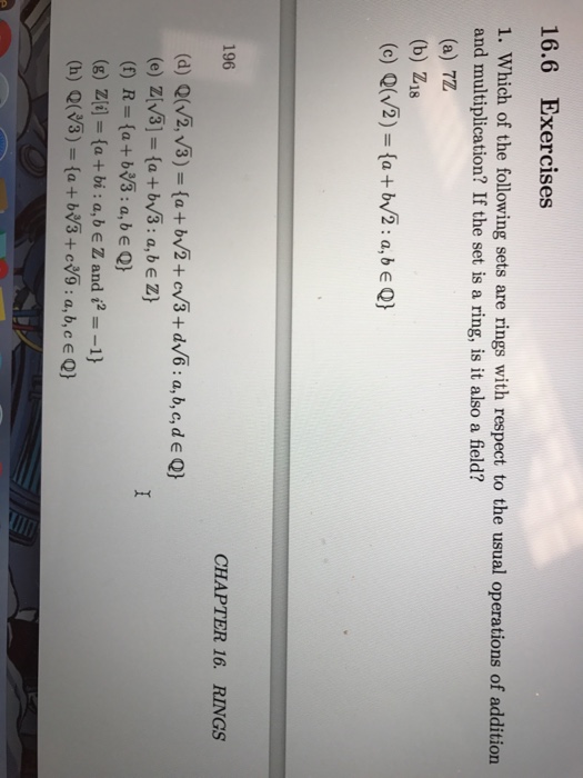 Solved Which of the following sets are rings with respect to | Chegg.com
