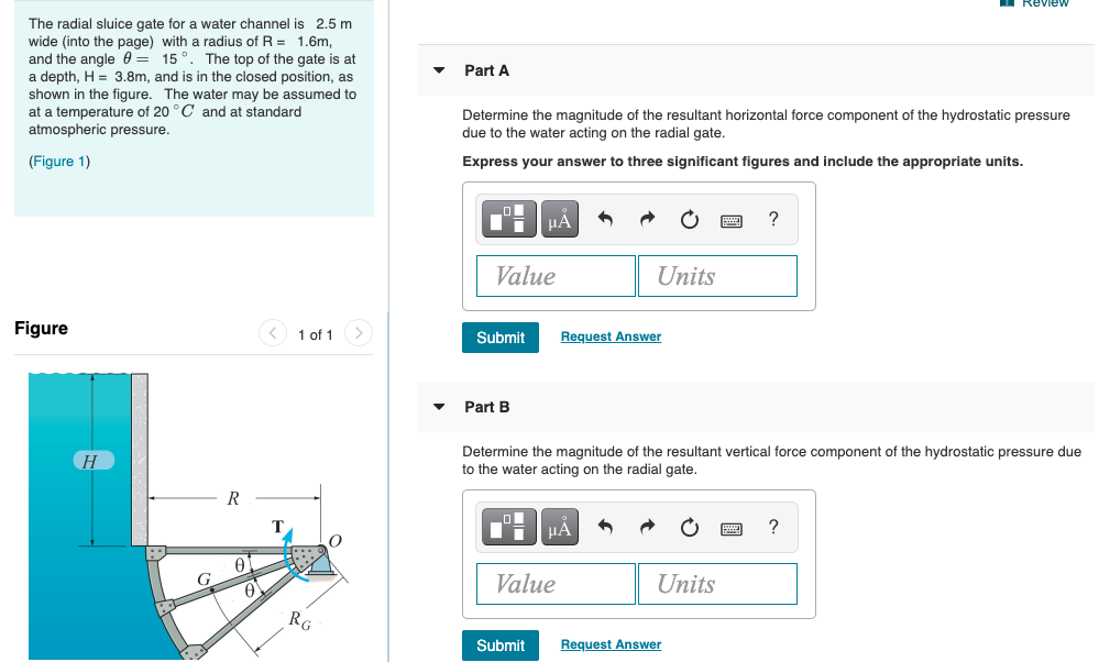 Solved Review The radial sluice gate for a water channel is | Chegg.com