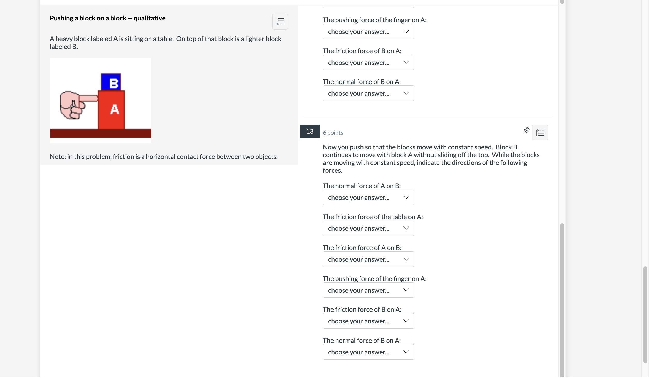 Pushing a block on a block -- qualitative Now you | Chegg.com
