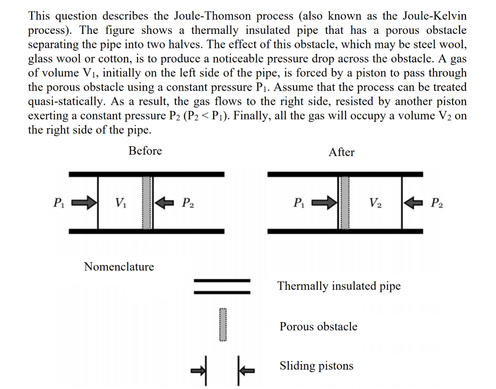 Solved This question describes the Joule-Thomson process | Chegg.com