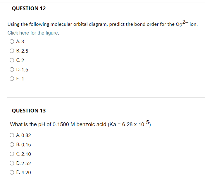 Solved Using the following molecular orbital diagram, | Chegg.com
