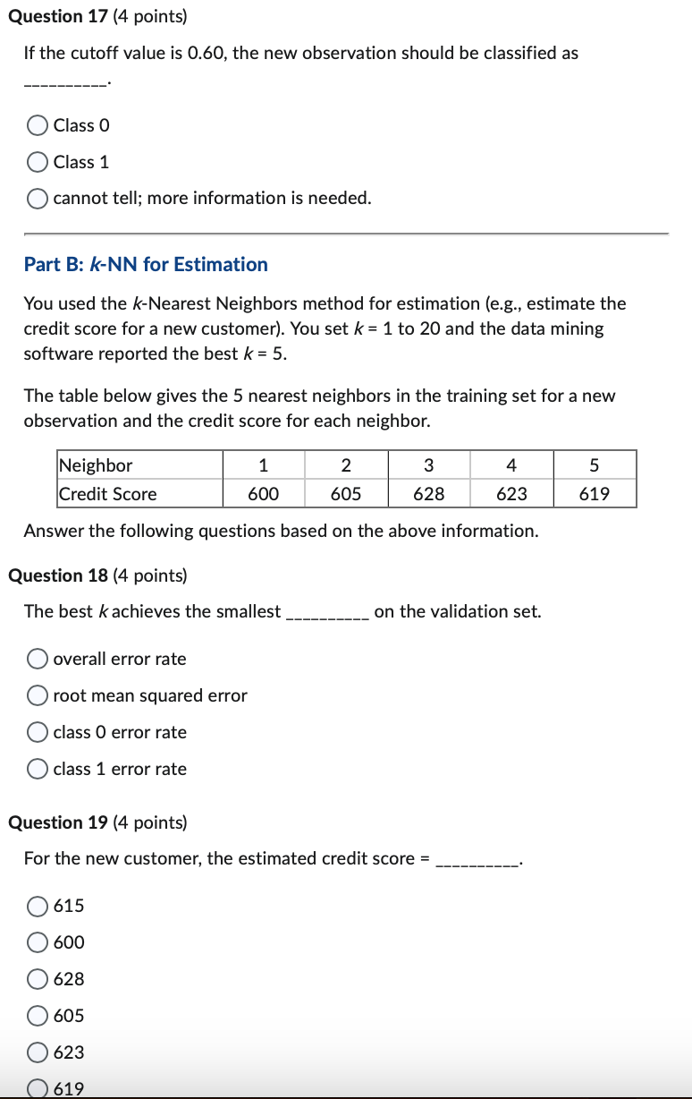 Part A: k-NN for Classification You used the | Chegg.com