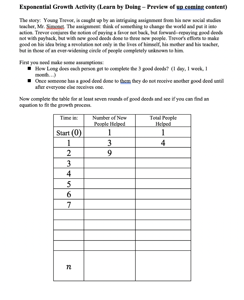 Solved Exponential Growth Activity (Learn by Doing - Preview | Chegg.com
