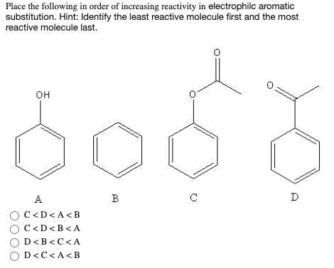 Solved Place the following in order of increasing reactivity | Chegg.com