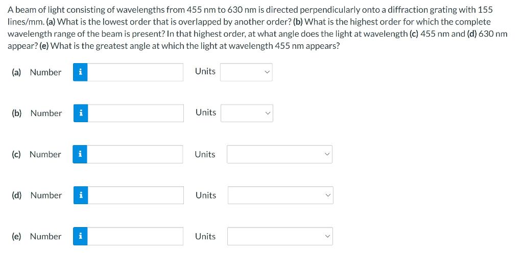 Solved A beam of light consisting of wavelengths from 455 nm | Chegg.com