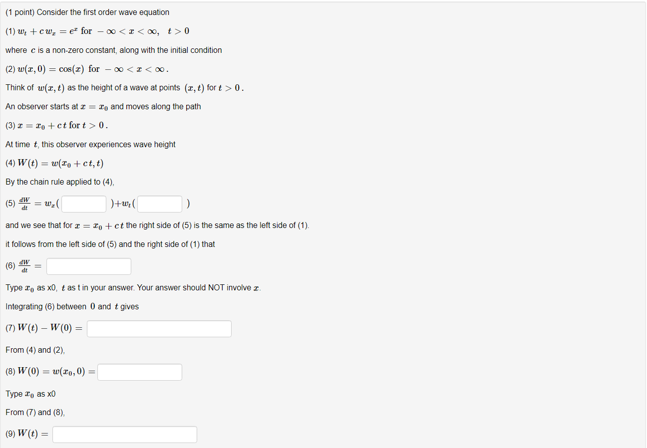 Solved (1 point) Consider the first order wave equation (1) | Chegg.com