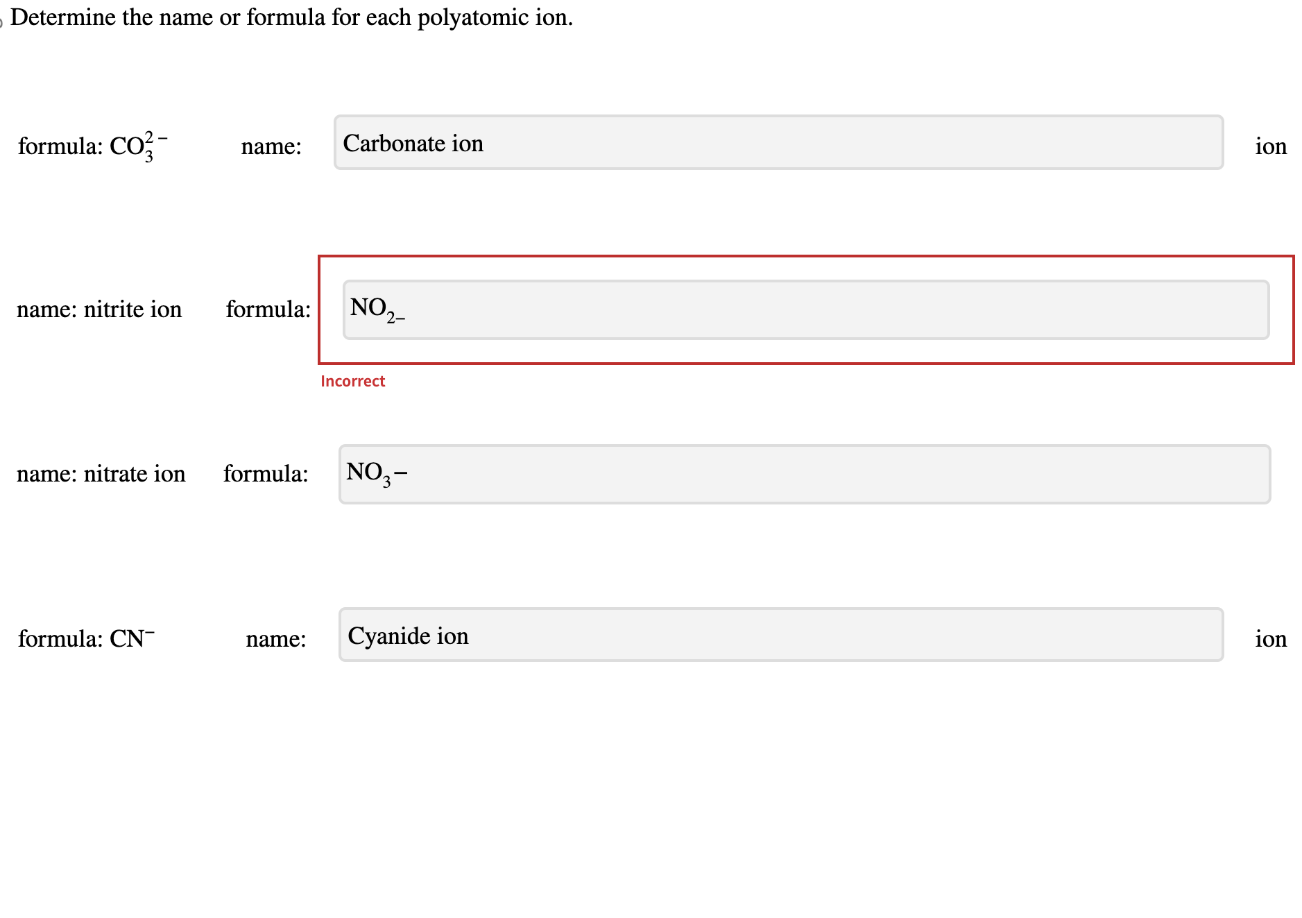 Solved Determine The Name Or Formula For Each Polyatomic