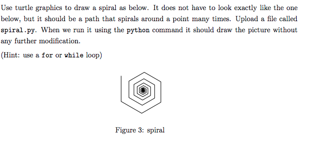 Solved Use turtle graphics to draw a spiral as below. It | Chegg.com